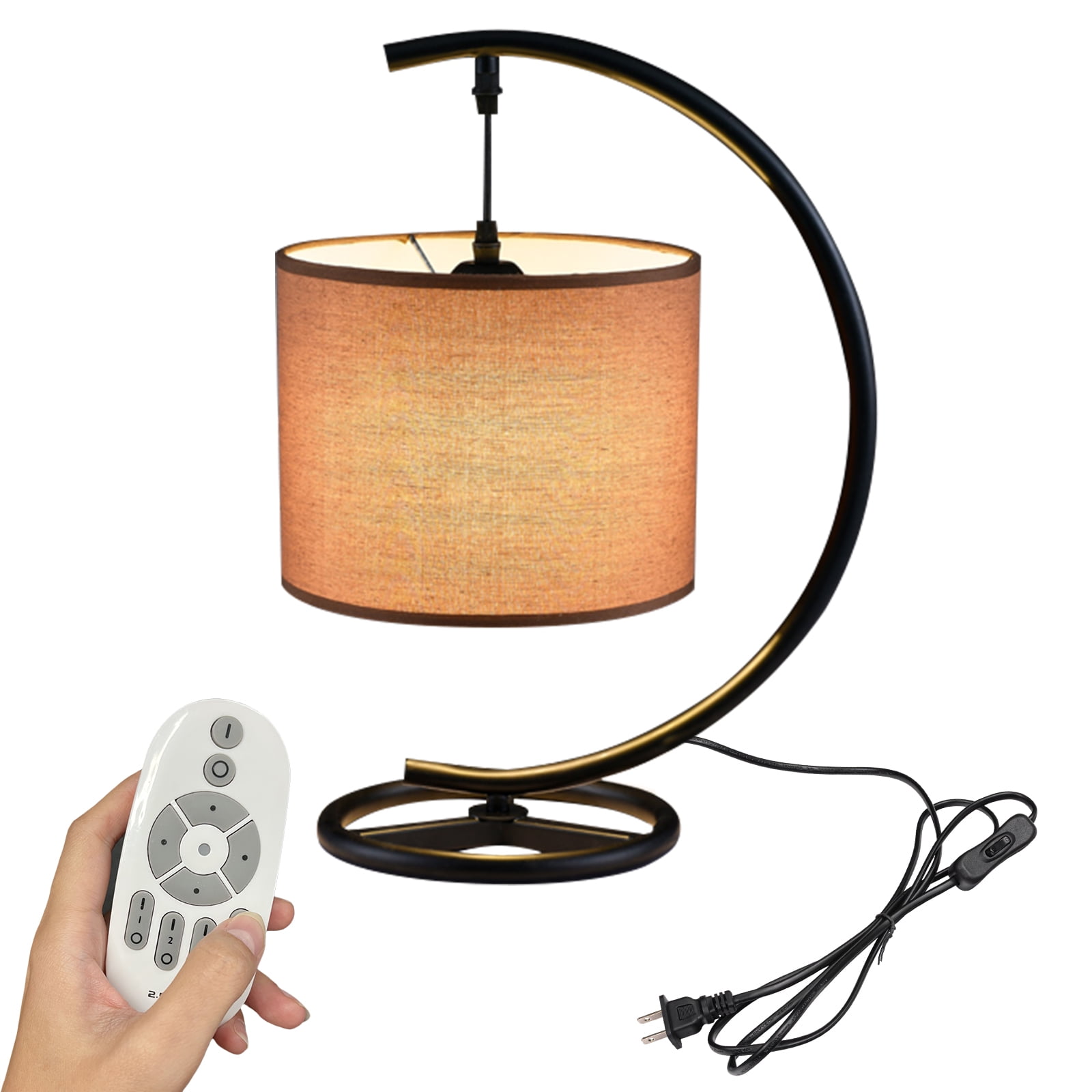 Kiven Modern Plug in Table Lamp, Dimmable Desk Lamp with Fabric ...