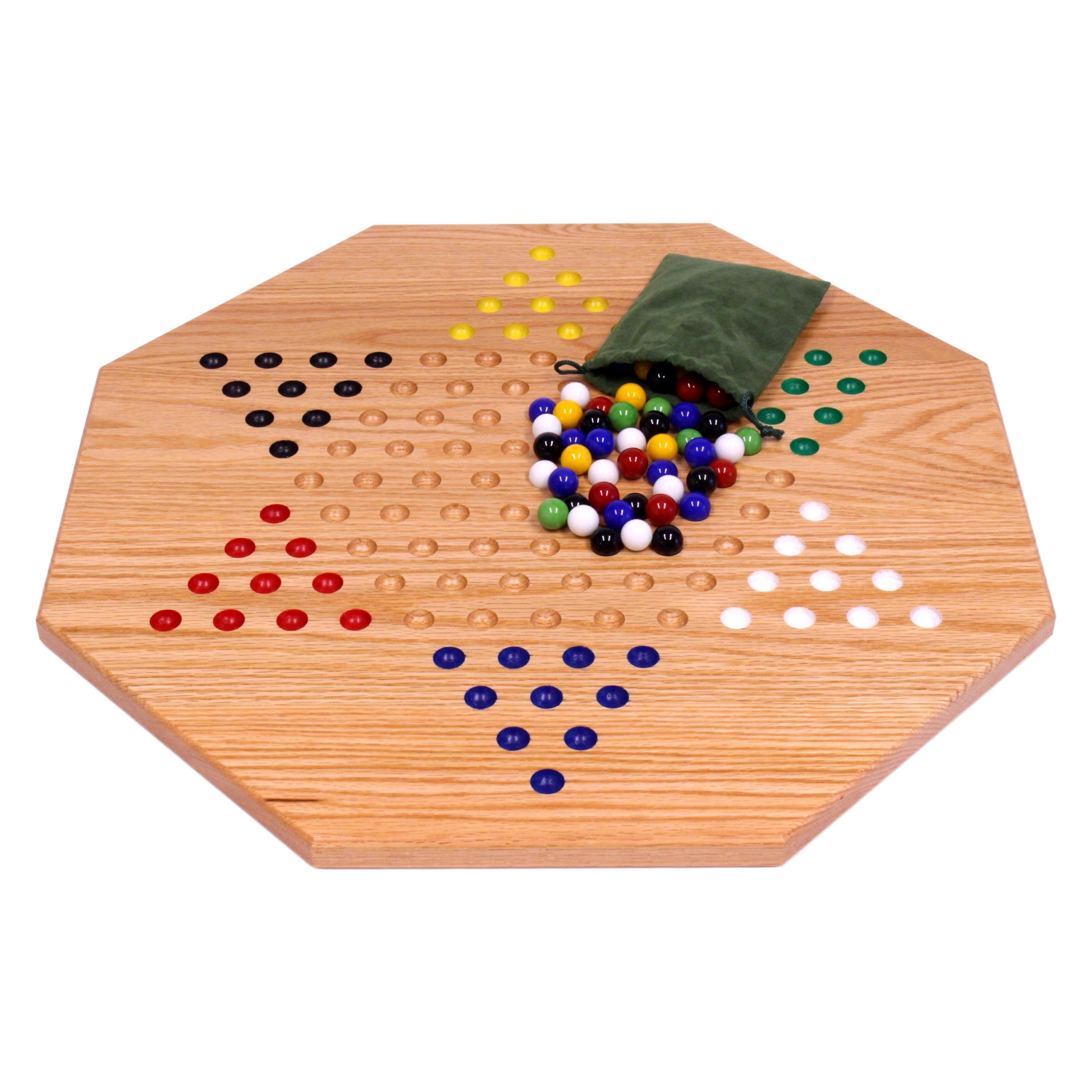 AmishToyBox.com Hand-Painted Oak Wooden Chinese Checkers Board Game, 19 ...