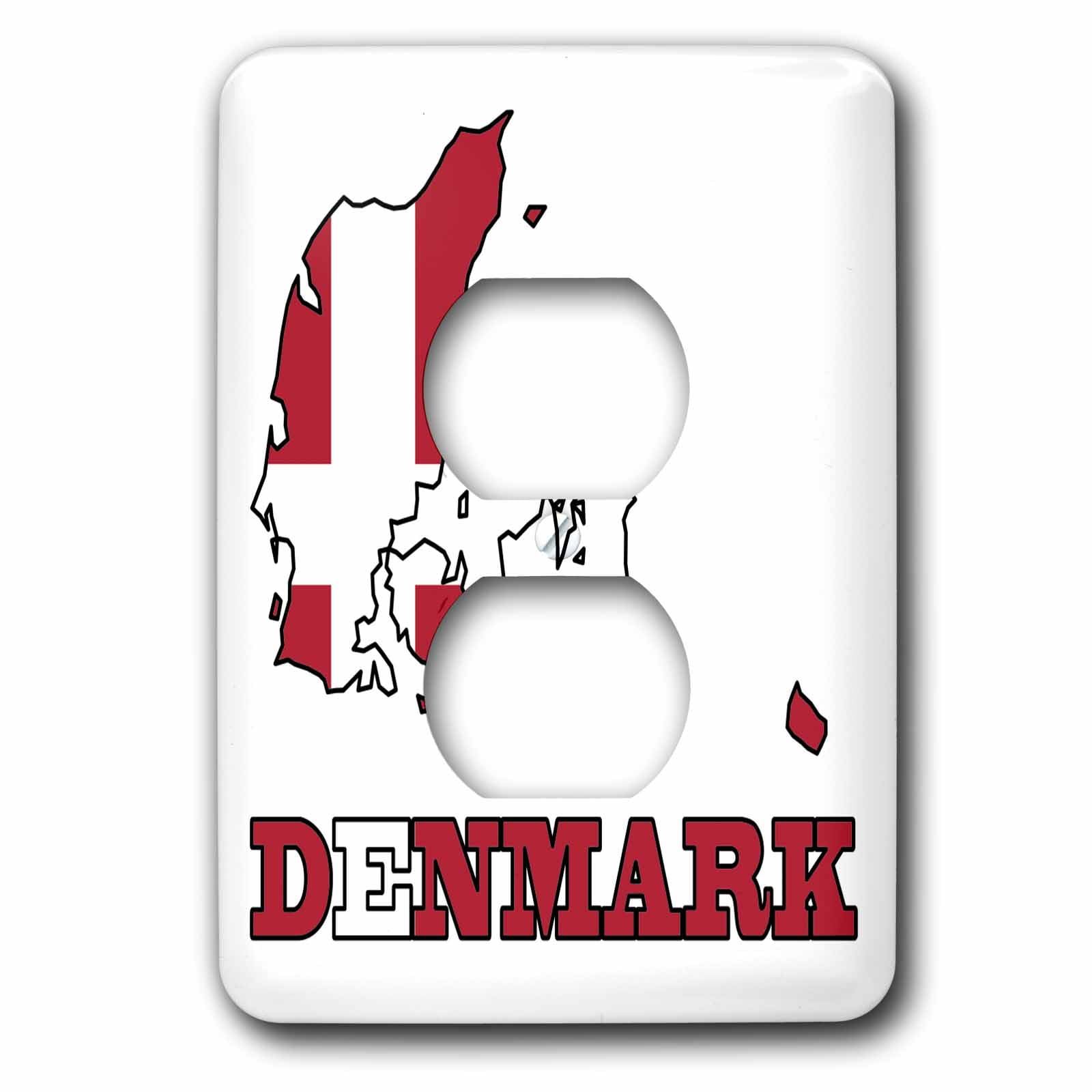 The flag of Denmark in the outline map of the country and name, Denmark ...
