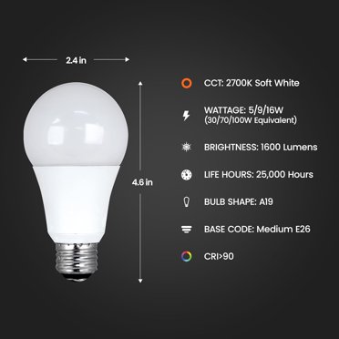 CFL Light Bulbs 100W Equivalent 4-Pack, Daylight 5000K Spiral Bulbs ...