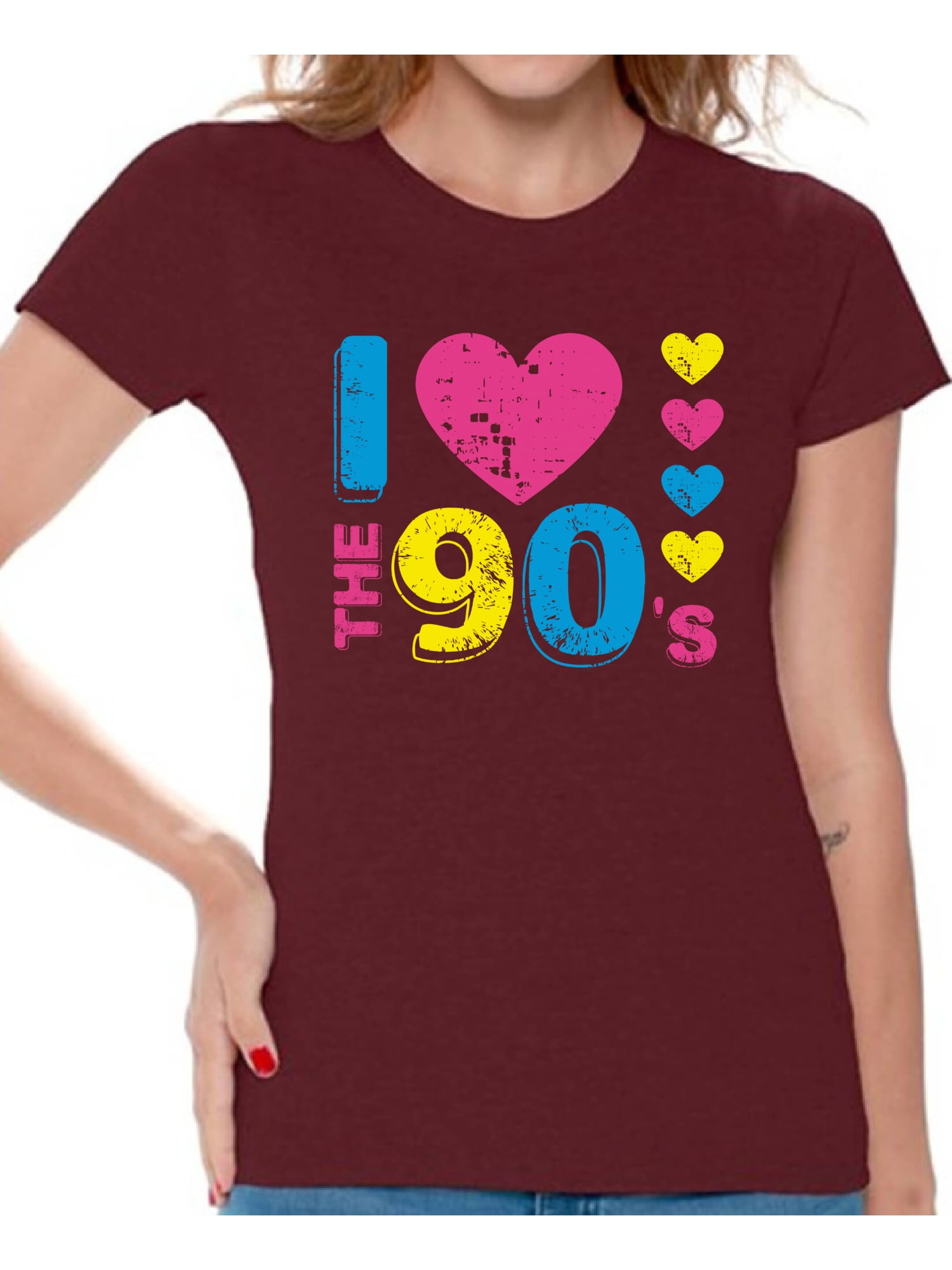 Awkward Styles I Love the 90's Women T Shirt Tops for 90s 90s Lover ...