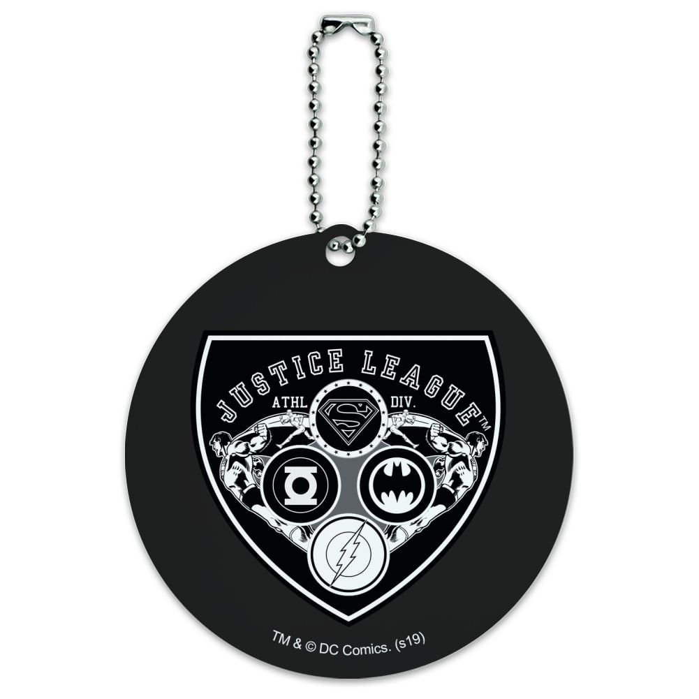 Justice League Athletic Shield Logo Round Luggage ID Tag Card Suitcase ...