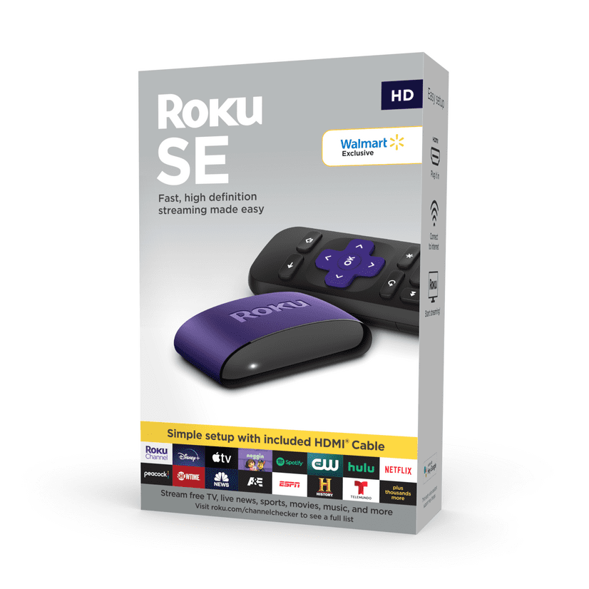 Roku SE HD Streaming Player with High Speed HDMI Cable - Walmart.com ...