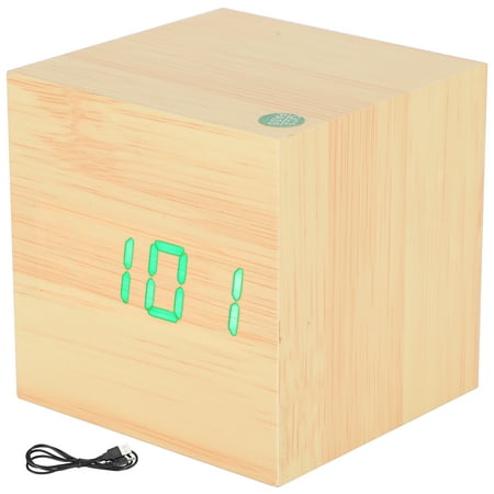 Wooden LED Clock Digital Voice Control Desk Rectan - Walmart.ca