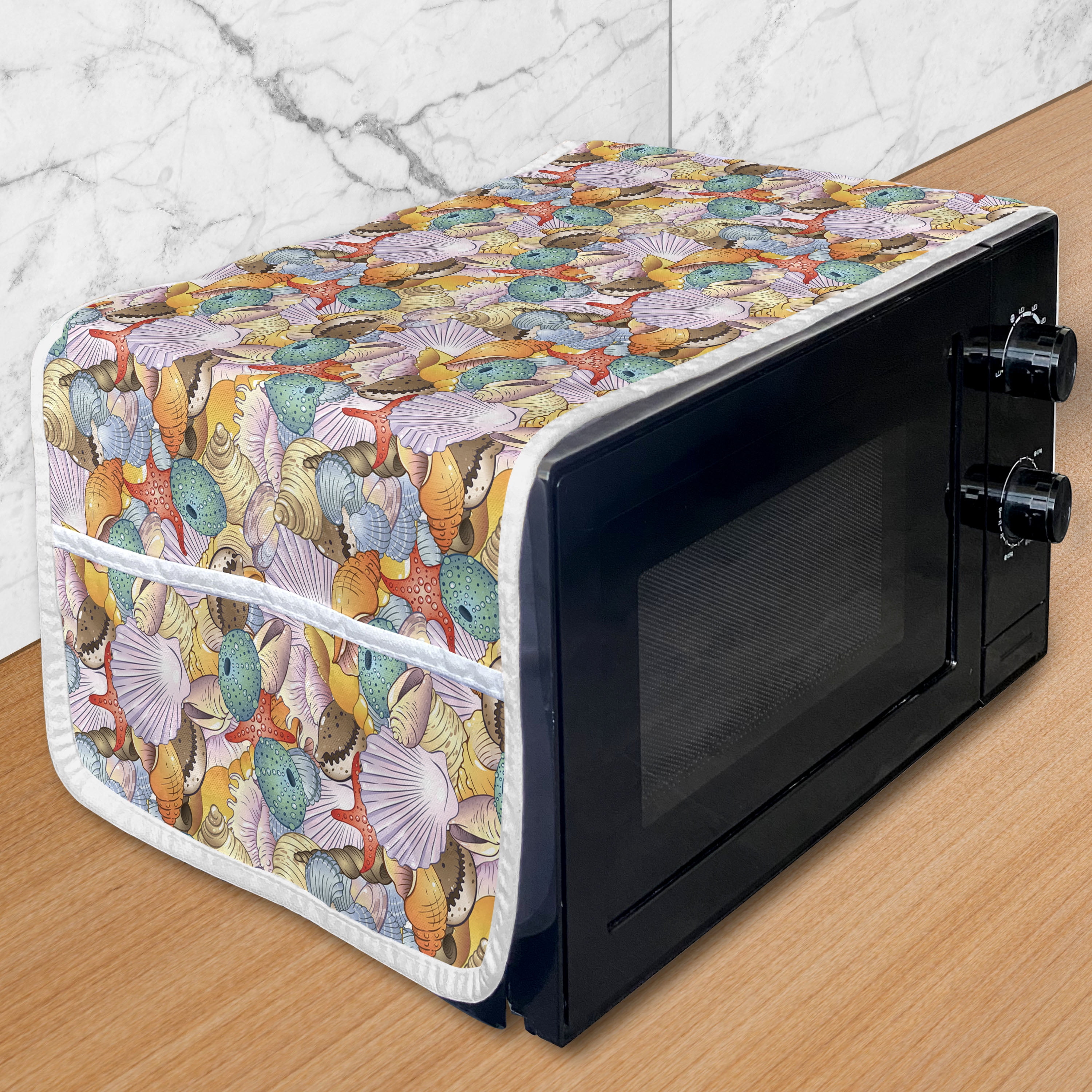 Shells Microwave Oven Cover, Pile of Hand Drawn Seashellsssortment of ...