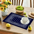 Bandana Navy Blue Southwestern Placemats Set of 6，Washable Wipeable ...
