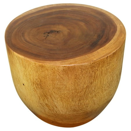 Strata Furniture 18x20" Oval Drum Traditional Wood End Table in Oak ...