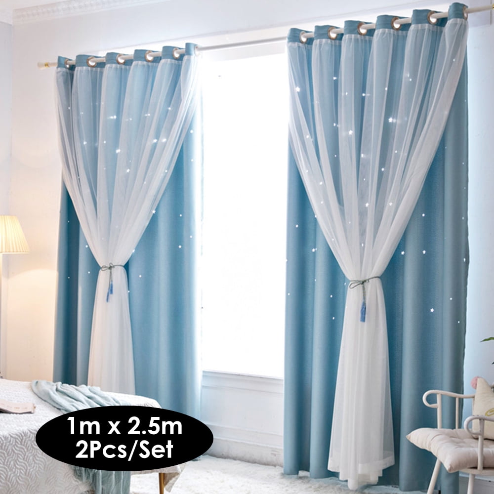 Click here for Zootealy 2pcs Window Curtain Hollowed Out Stars Sh... prices
