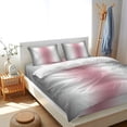 4 Piece Duvet Cover Set Queen, Pink White Grey Gradient Color Art Soft ...
