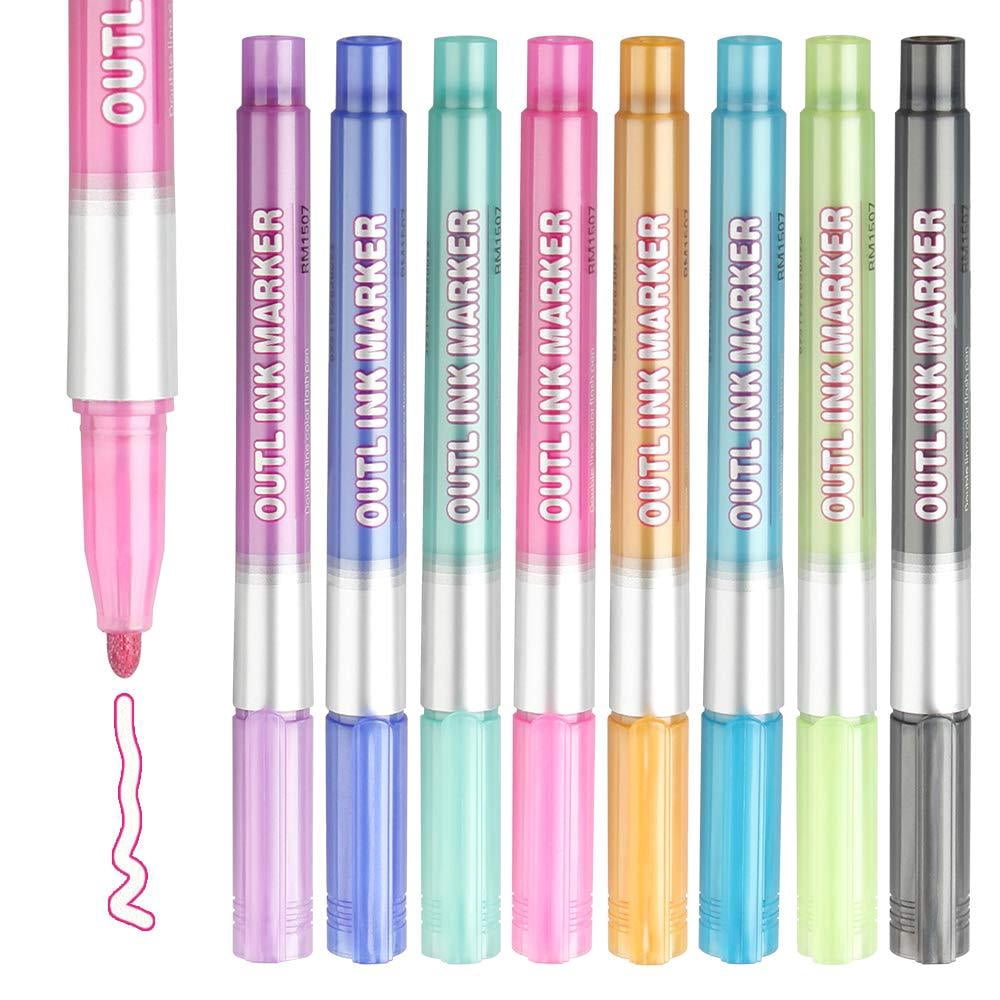 Self outline Metallic Markers Outline Marker Double Line Pen Journal Self outline Metallic Markers Outline Marker Double Line Pen Journal