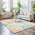 Coral Sea Snail Starfish Area Rugs 5x8ft Green Orange Costal Pattern ...