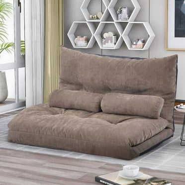 Costway Foldable Futon Sofa Bed, Tri-Fold Grey Lounger Convertible ...