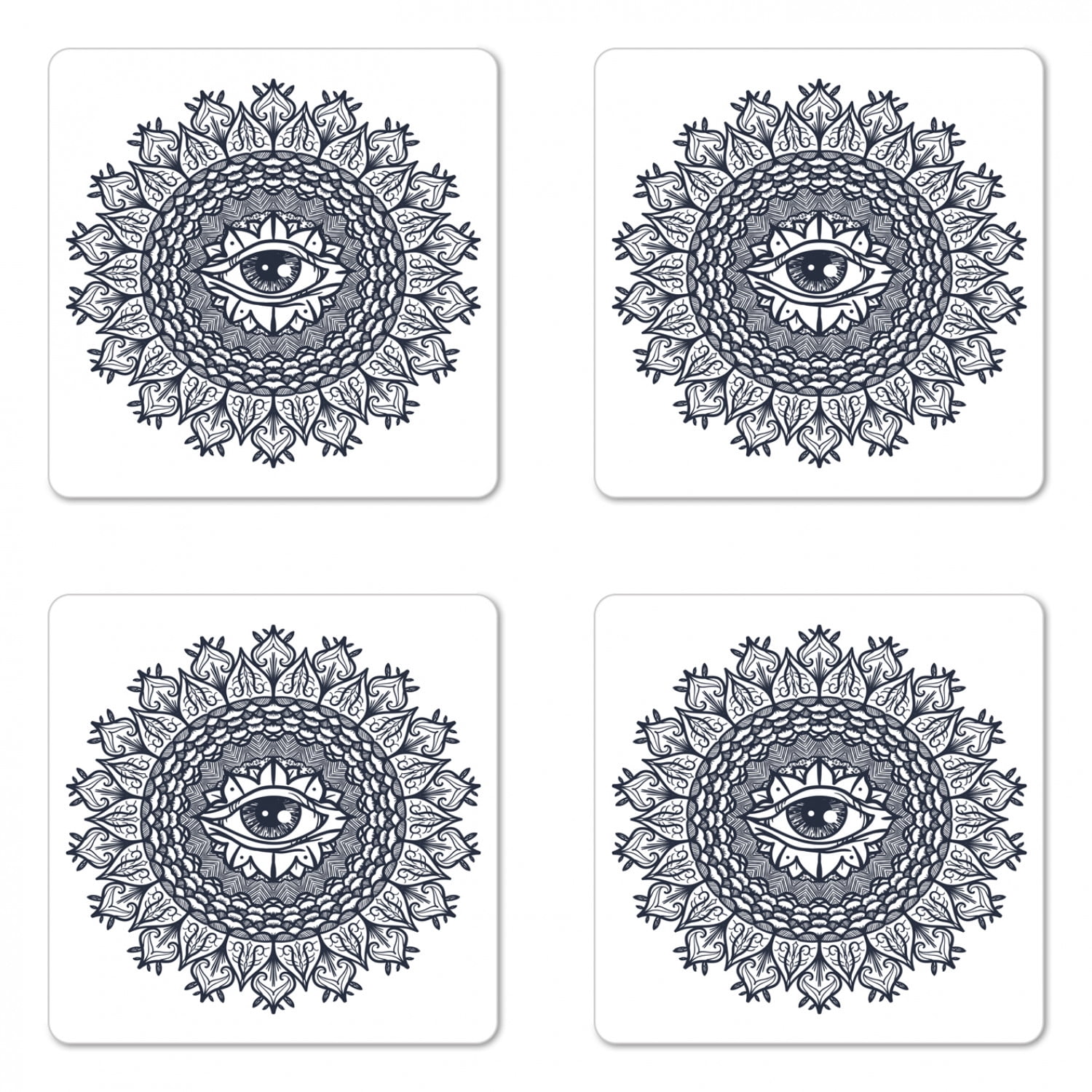 Occult Coaster Set of 4, Vintage Symmetrical Circular Occult Pattern ...