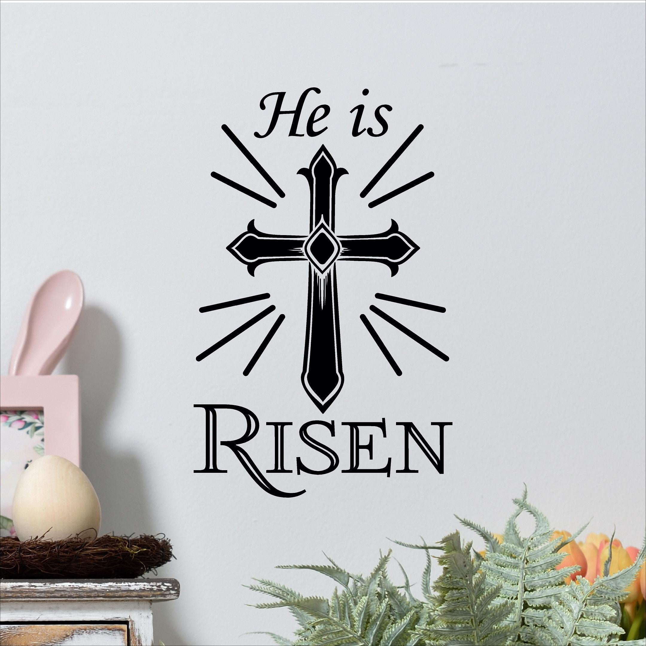 He is Risen with Detailed Cross Easter Spiritual Decals Gifts Christ ...