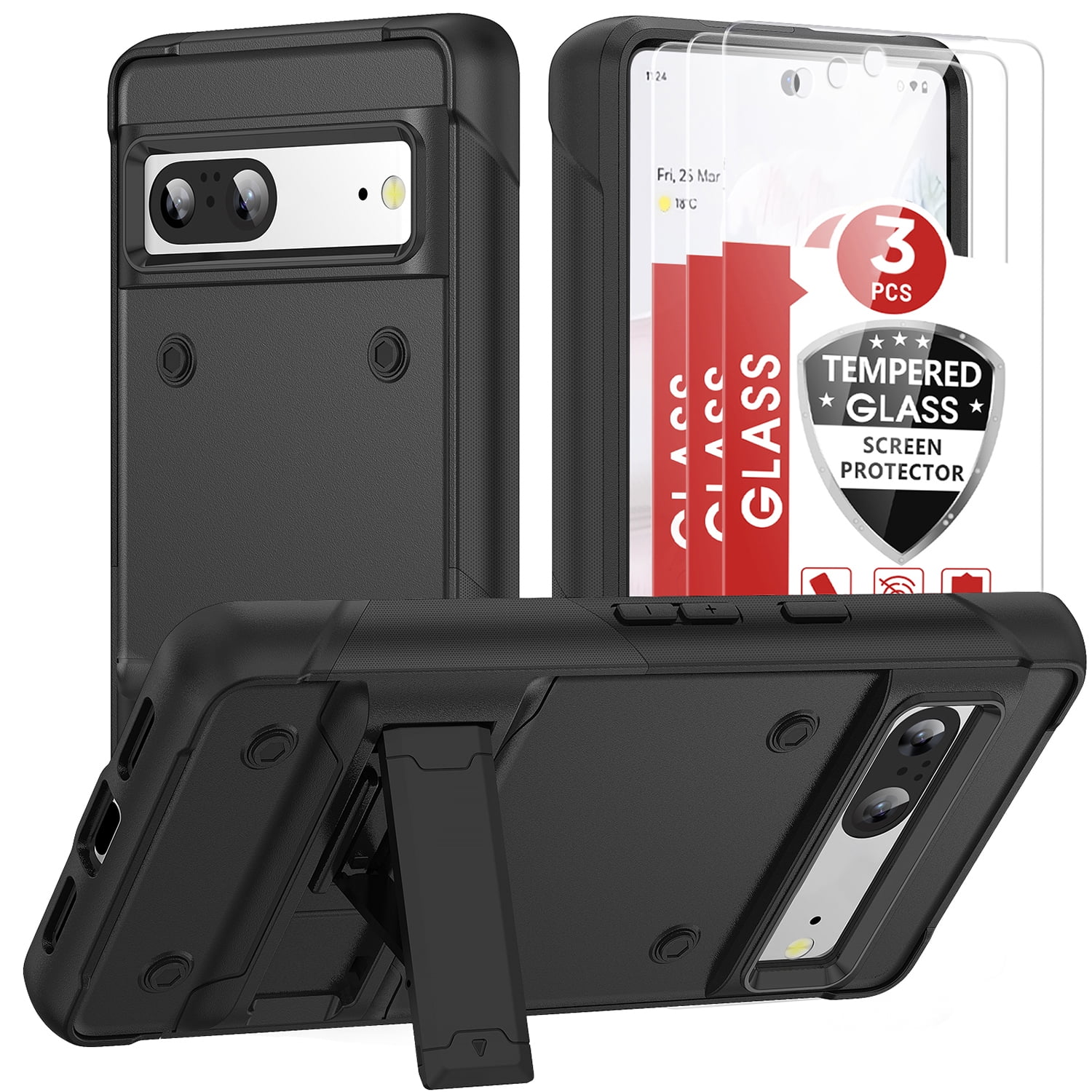 Allytech Google Pixel 7A Case + 3Pcs Google Pixel 7A Screen Protector ...