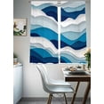 Abstract Ocean Sea Waves Chiffon Sheer Curtains 72 Inches Long Gradient ...