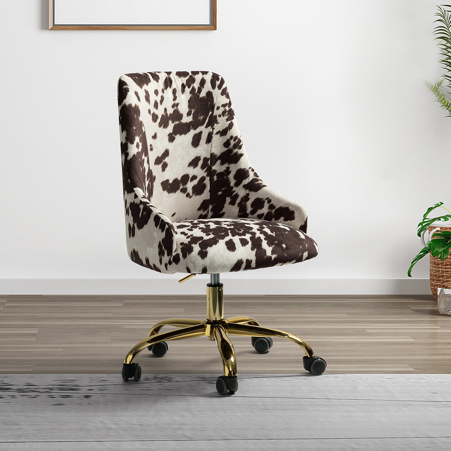 Swivel Home Office Chair, Modern Printed Fabric Office Chair with Foam ...