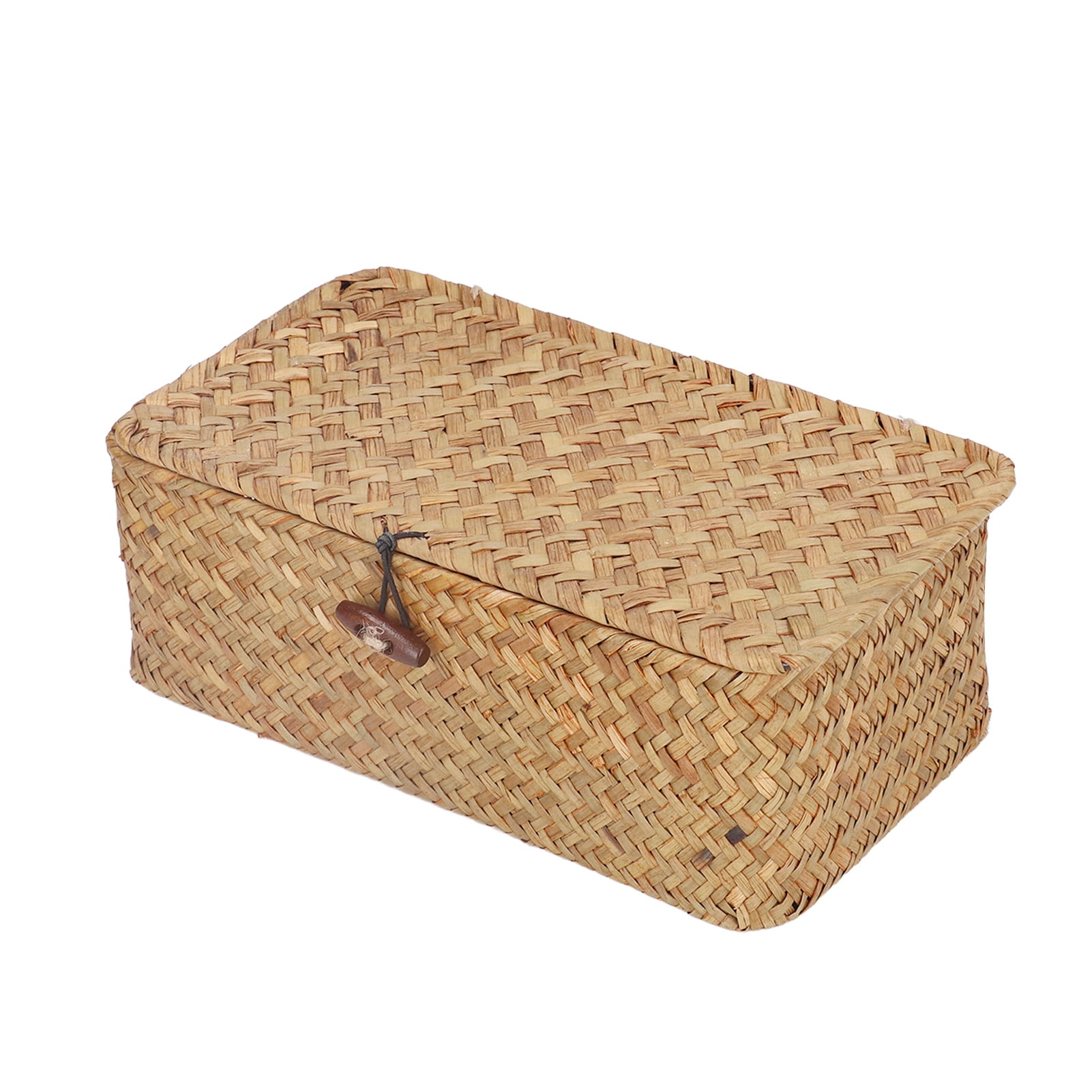 Rectangular Seagrass Basket, Durable Natural Seagrass Storage Baskets Large Capacity With Lid ...