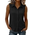 Brqkzdu Chiffon Tank Top for Women Sleeveless Collared Button Down ...