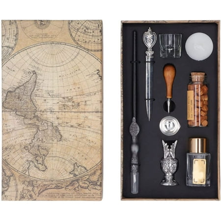 Calligraphy Pens Set, Antique Dip Ink Pen Set with Wax Beads White Wax ...