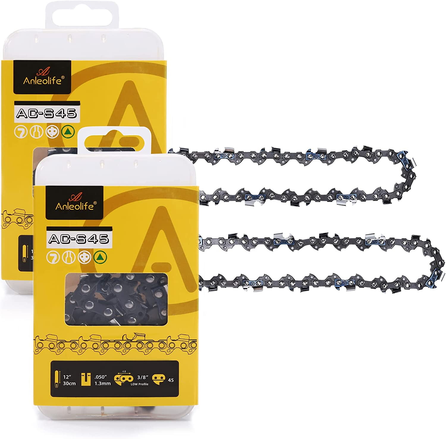 AC-S45 Chainsaw Chain for 12" Bar 3/8" LP Pitch .050" Gauge, 45 Drive ...