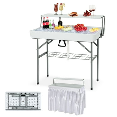Folding Ice Table with Drain, 5ft Portable Cooler Table, Foldable Party ...
