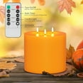 Orange Flameless Candle 6"" 3 Wick Operated Real Wax Pillar with Remote ...