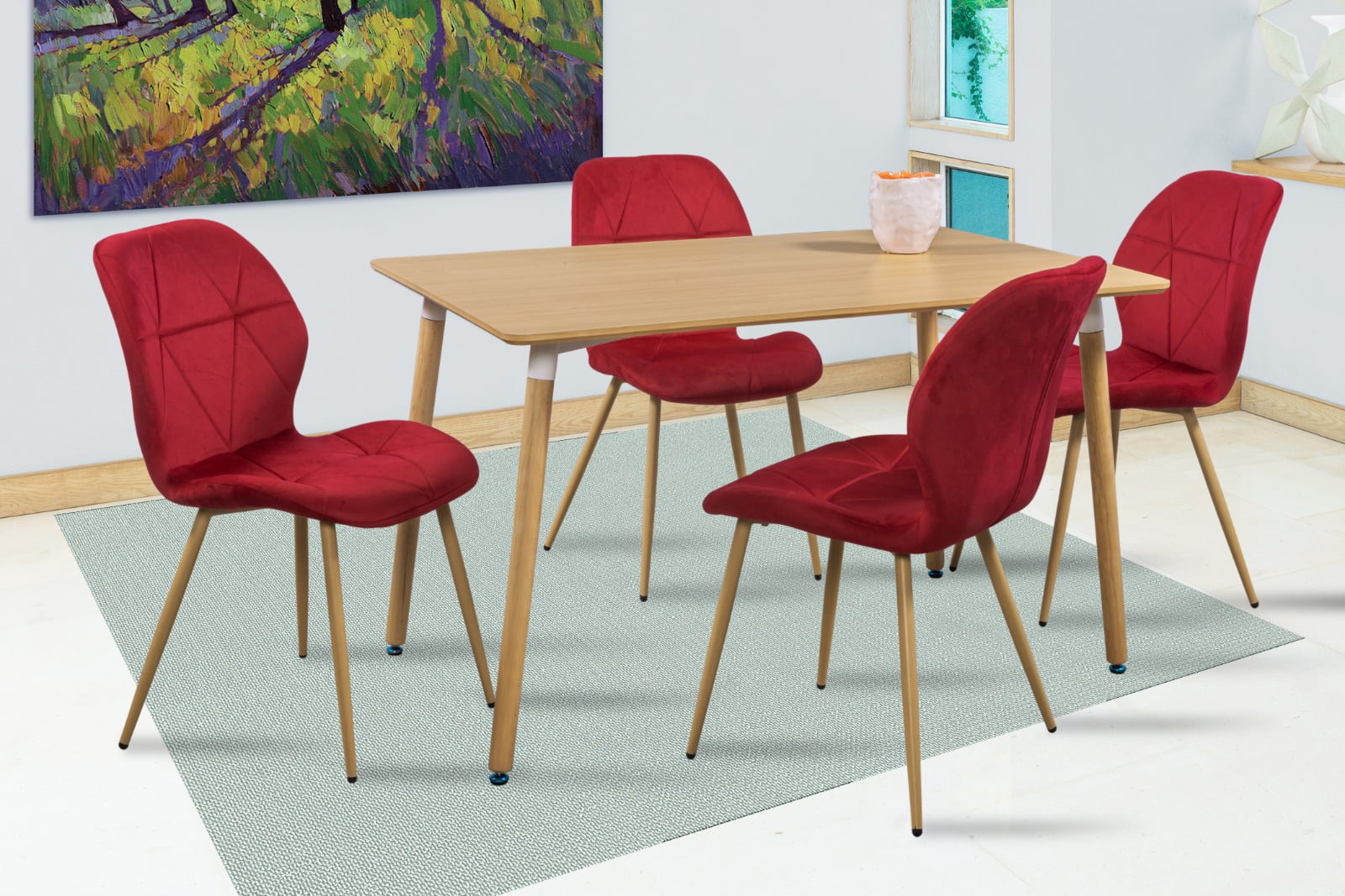 Comedor MOBILKRAFT Modelo Malibu 4 Sillas Rectangular Estilo ...