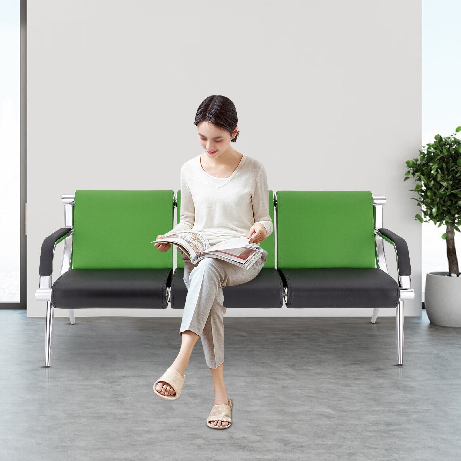 PU Leather Waiting Chair Sofa Waiting Room Reception Seat Chair Bench ...