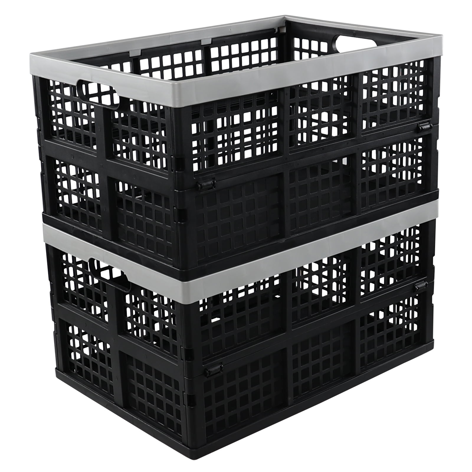 Ponpong 42 L Plastic Folding Storage Crates, Collapsible Crate Storage ...