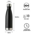 MEWAY 17oz Leak-Proof Stainless Steel Water Bottle, Double Wall Vacuum Insulated, 8 Pack (Black ...