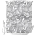 Ash Fronds Shower Curtain Set with Hooks, Gray Silver Slate Leaf Plant ...