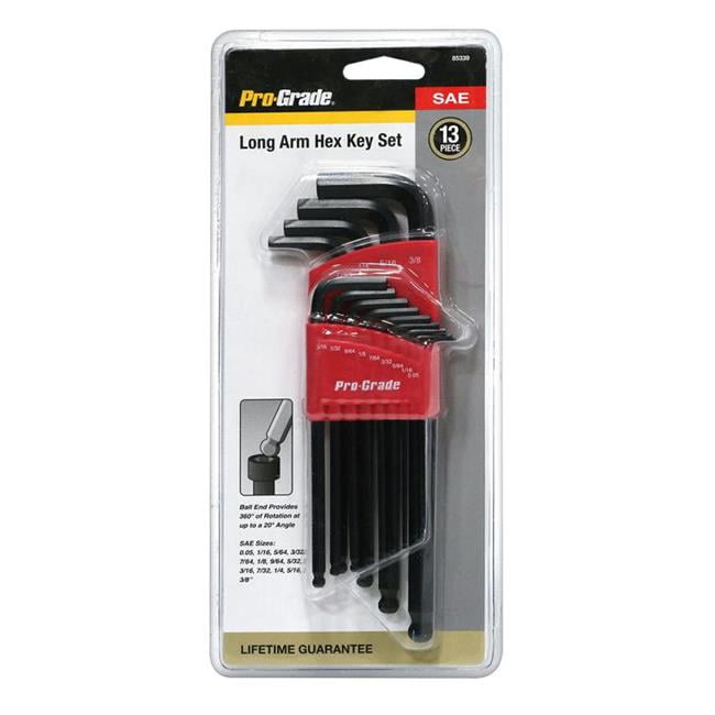 Pro-Grade 85339 SAE Long Arm Hex Key Set - 13 Piece - Walmart.com