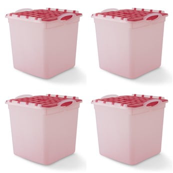Your Zone Child and Teen Plastic Pink Stacking Storage Bin, 4 Pack ...
