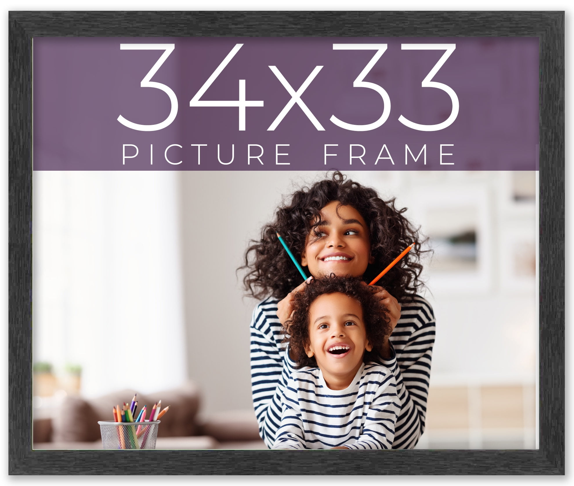 34x33 Frame Black Real Wood Picture Frame Width 0.75 inches | Interior ...