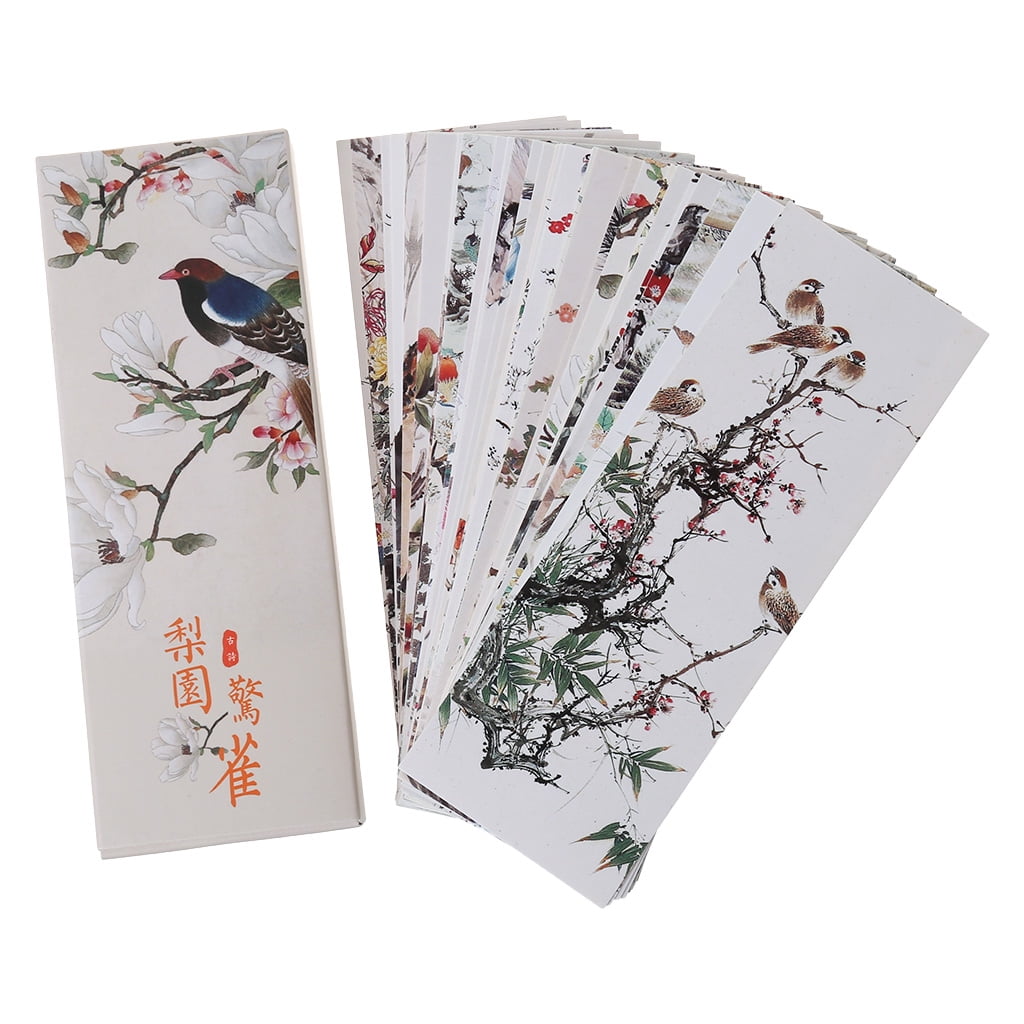 30pcs Flowers Birds Bookmarks Paper Page Notes Label Message Card Book ...