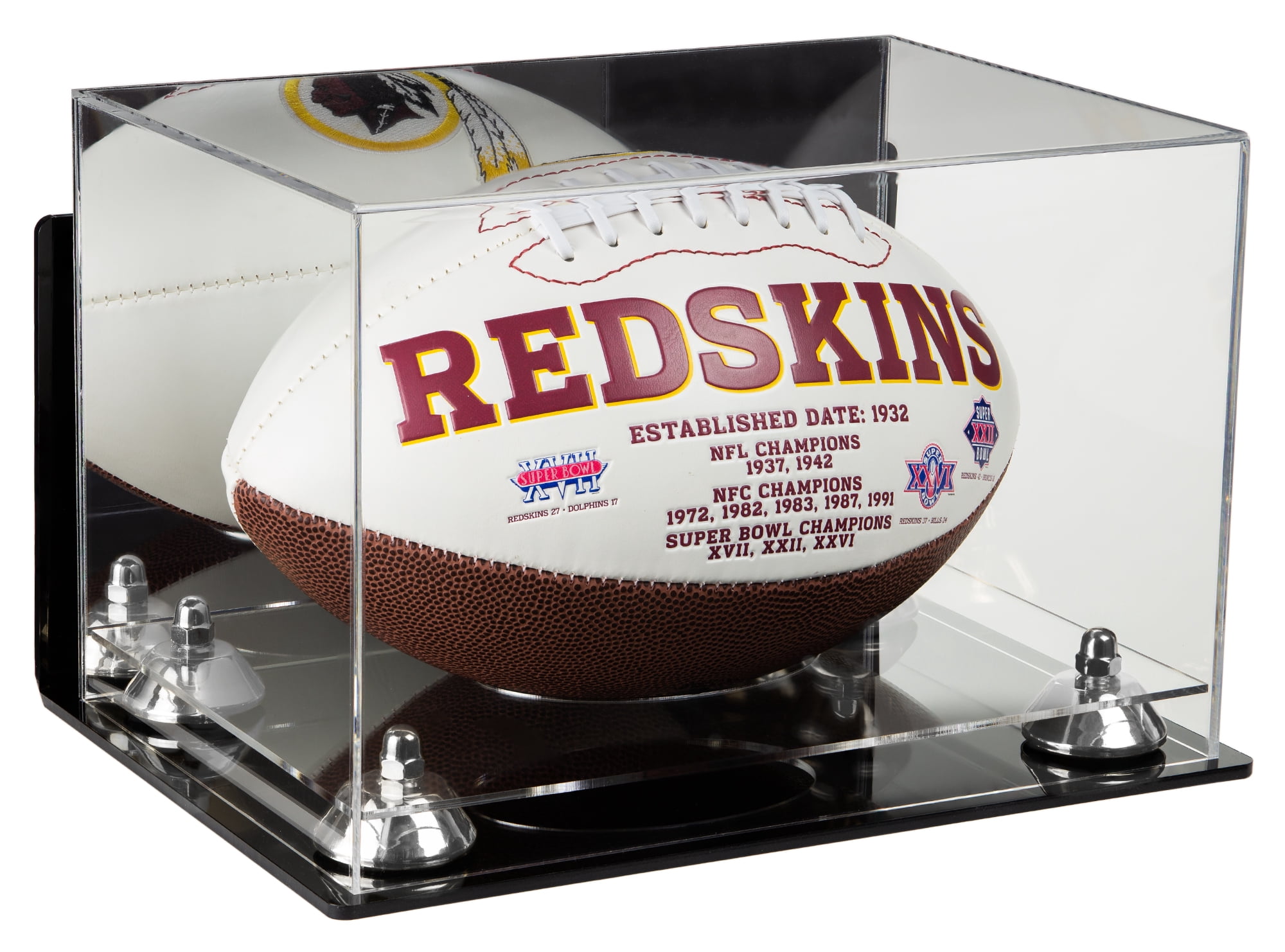 Deluxe Acrylic Football Display Case with Mirror, Wall Mount, Silver ...