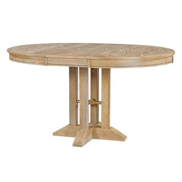 Round Extendable Dining Table, Wood Farmhouse Round Dining Table for 6 ...