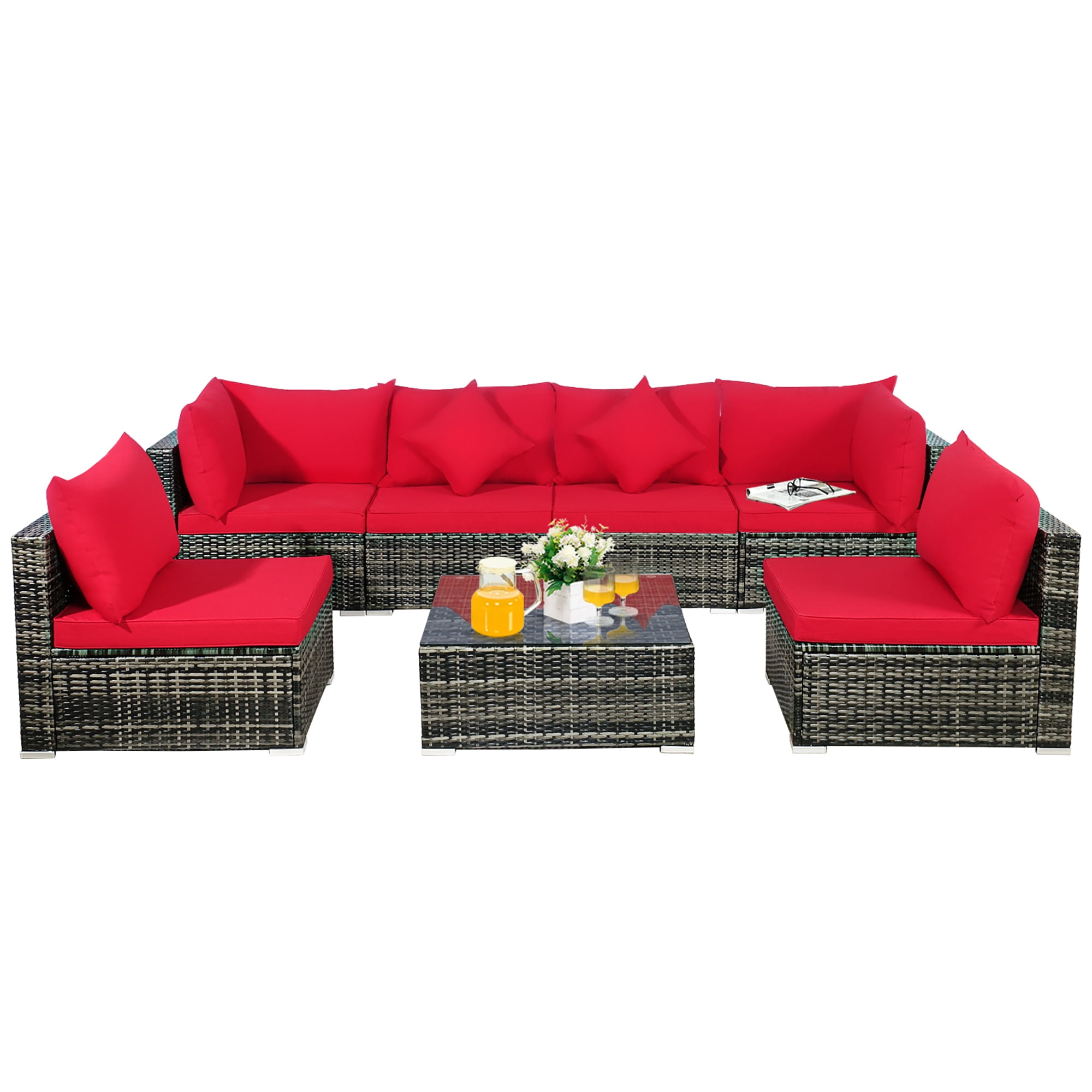 Click here for Costway 7pcs Patio Rattan Furniture Set Sectional... prices