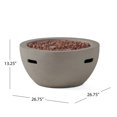 27 Light Gray MGO Bowl Propane Fire Pit, 40,000 BTU, No Assembly Needed ...