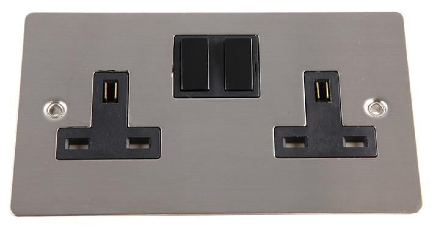 VOLEX ACCESSORIES - 2 Gang 13A DP Switched Socket, Black Nickel ...
