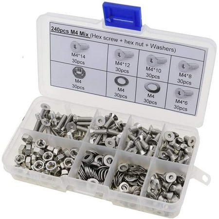 240pcs M4 Stainless Steel Countersunk Hex Socket Screw and Wave Lock ...