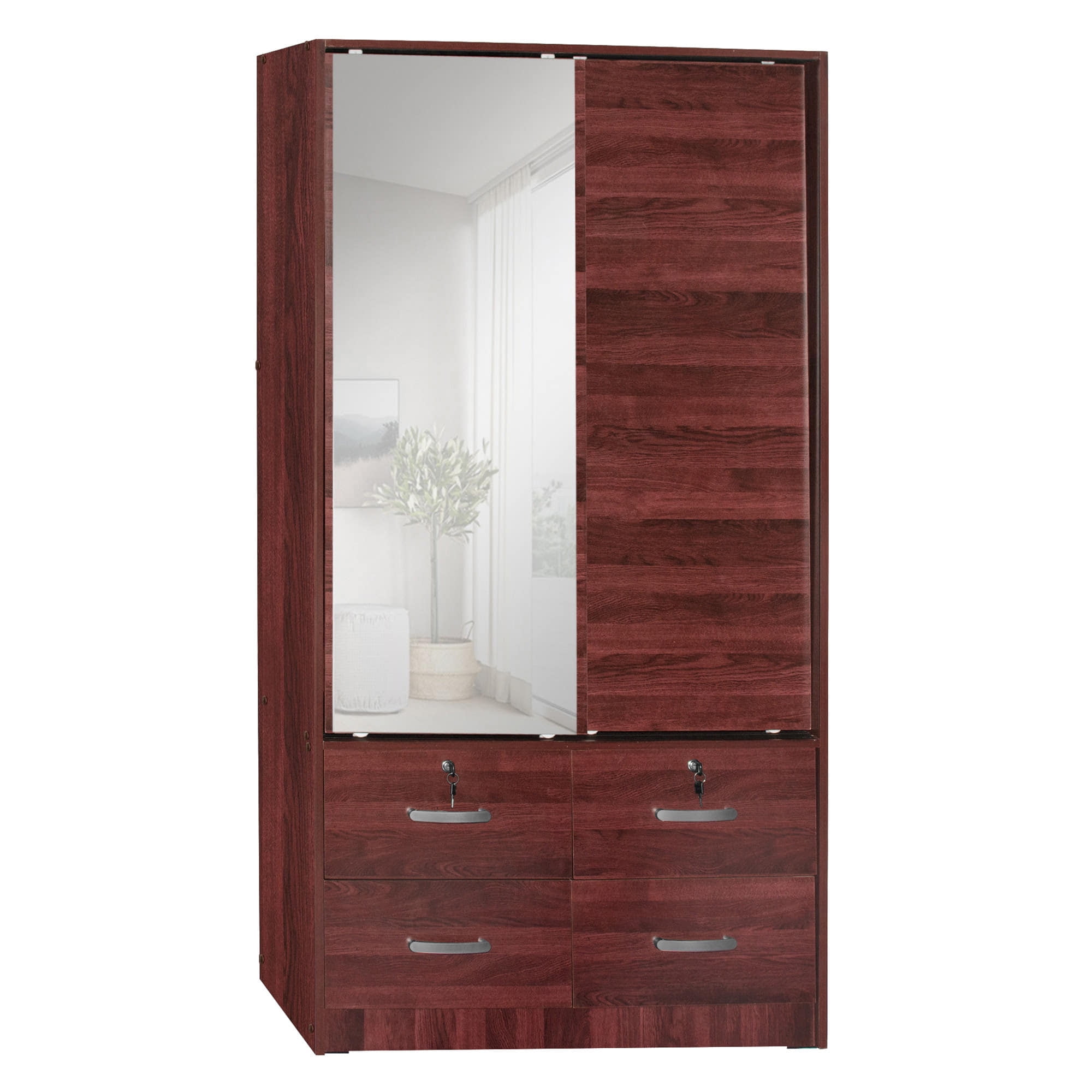 Sarah Double Sliding Door Wardrobe with Mirror - Walmart.com
