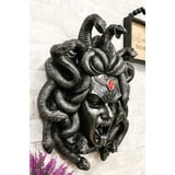 Greek Gorgon Goddess Medusa Head With Hair of Snakes And Red Gem Wall ...