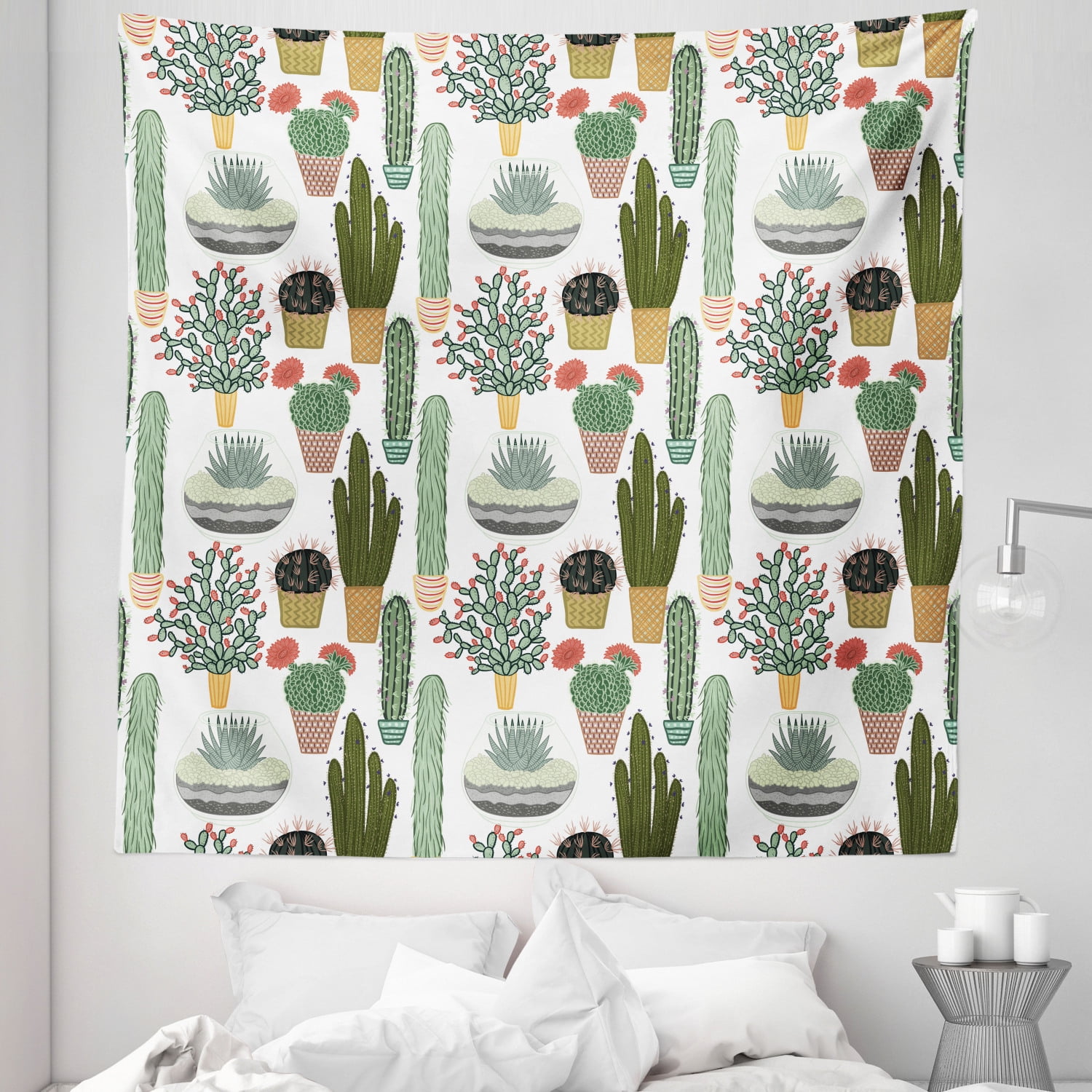 Cactus Tapestry, Pattern with Succulent Plants and Cactuses in Pots ...