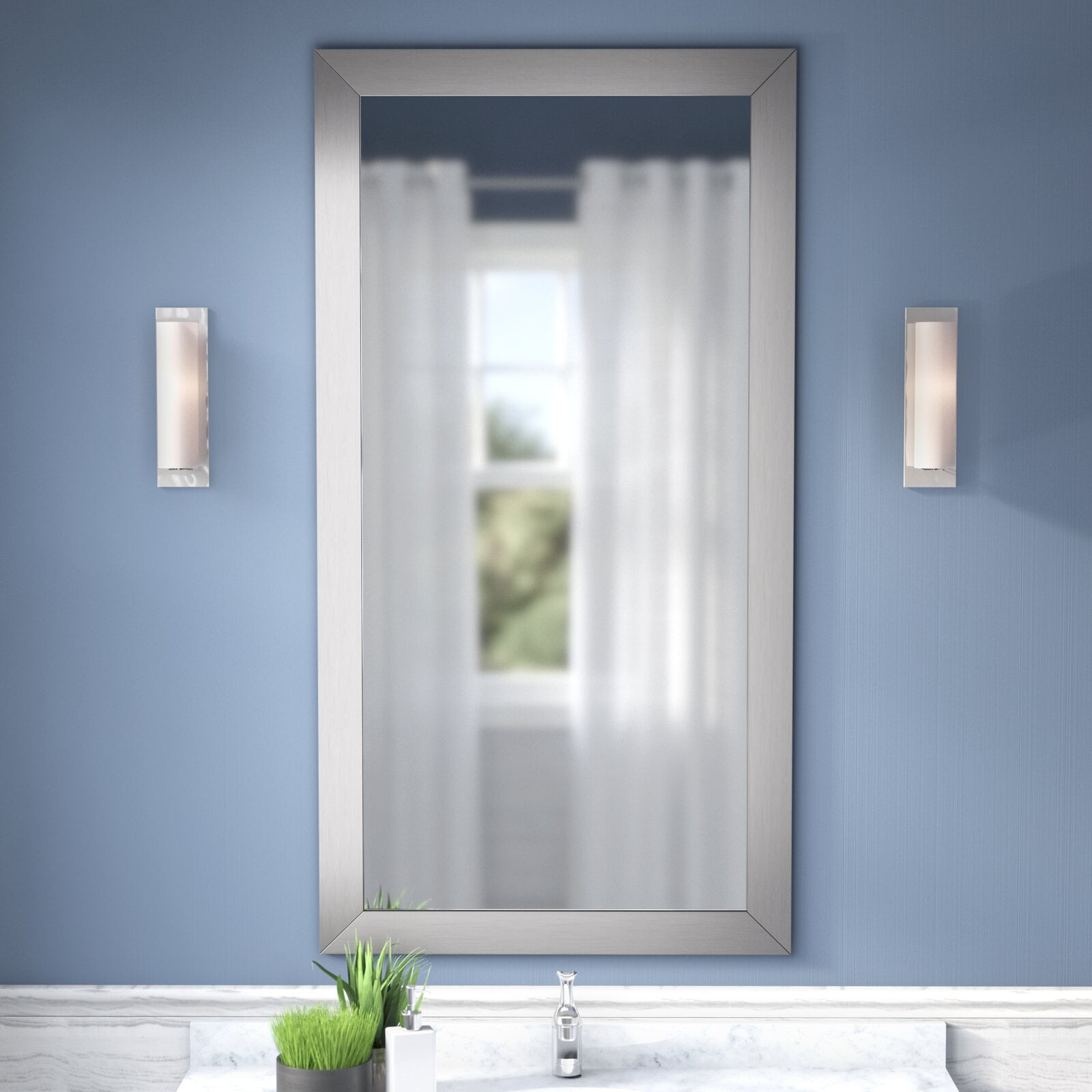 Hogge Large Frame Brushed Nickel Modern & Contemporary Wall Mirror ...