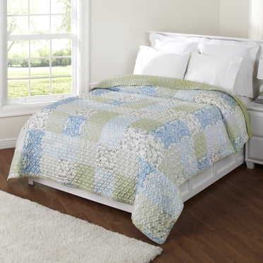 Mainstays Burgundy Poly Velvet Plush Scallop Stitched 2 Piece Quilt Set