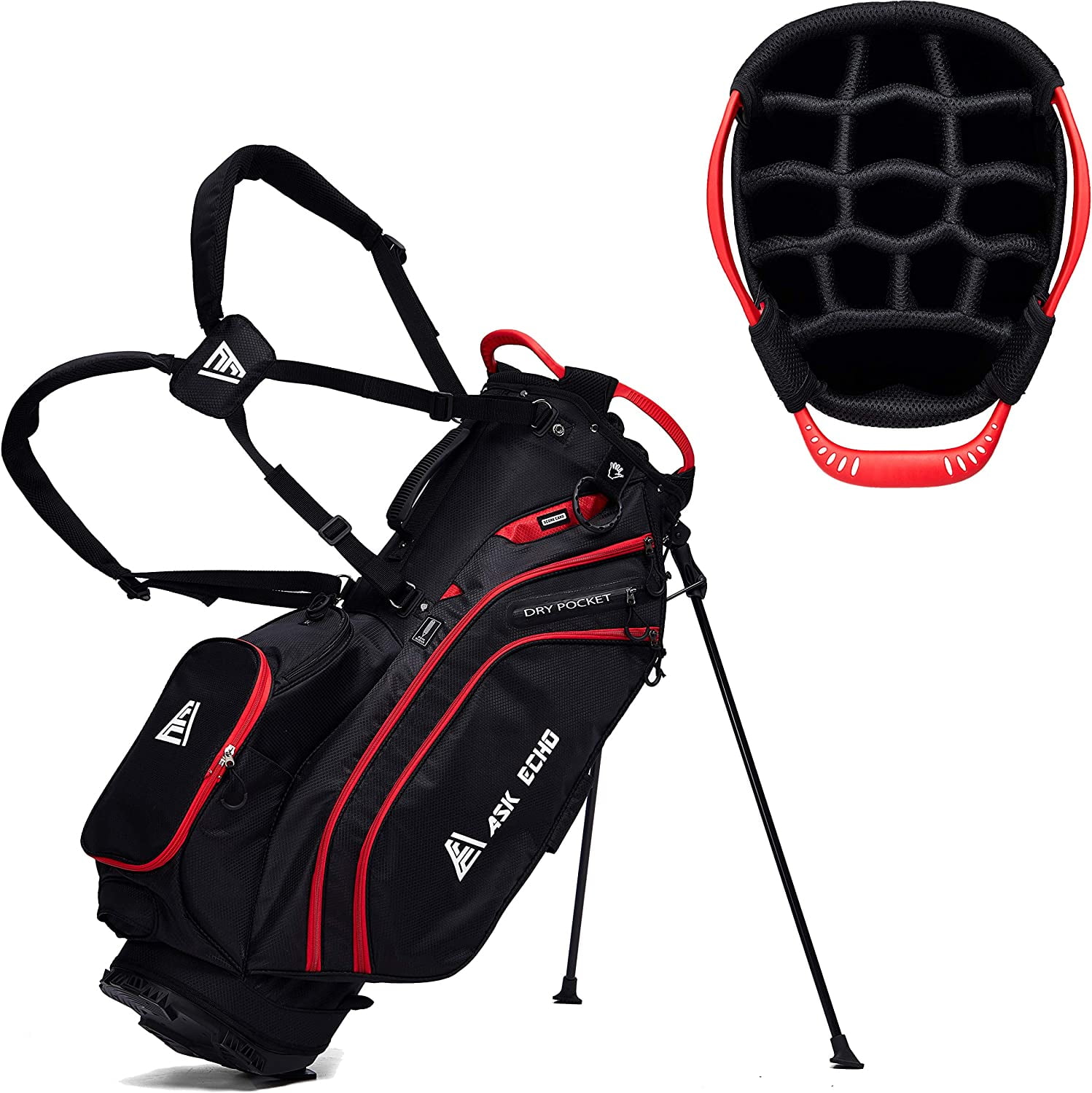Ask Echo Lightweight Golf Stand Bag with 14 Way Full Length Dividers ,9 ...