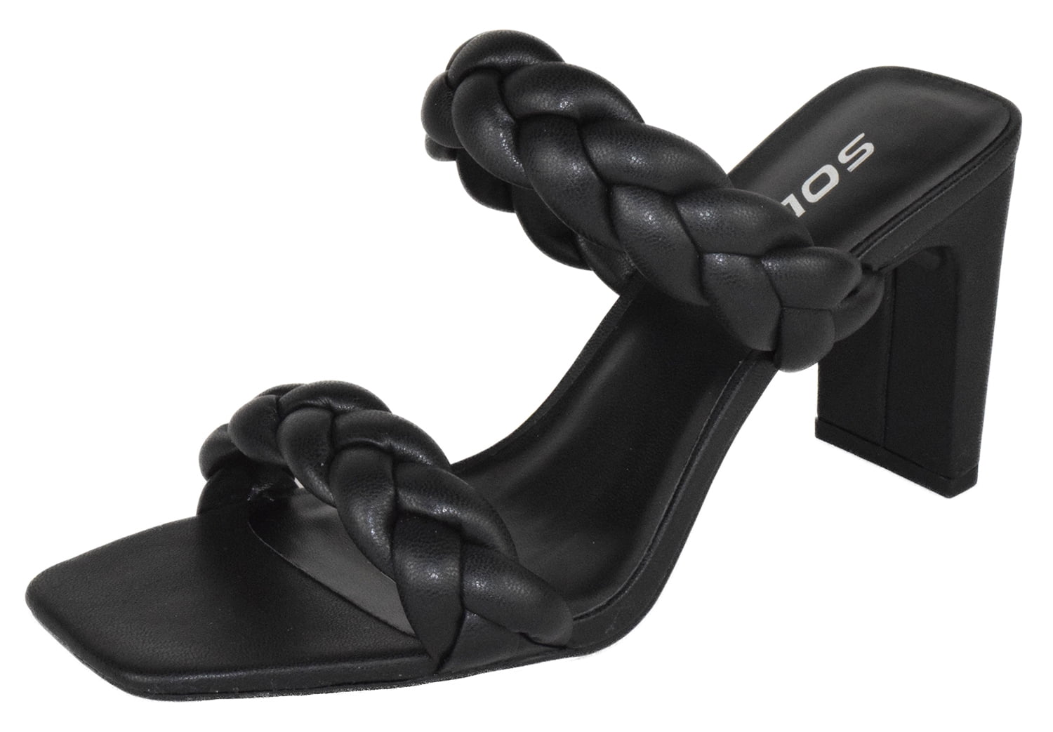Soda Shoes Women Block High Heel Sandals Braided Band Square Toe FELT-S ...
