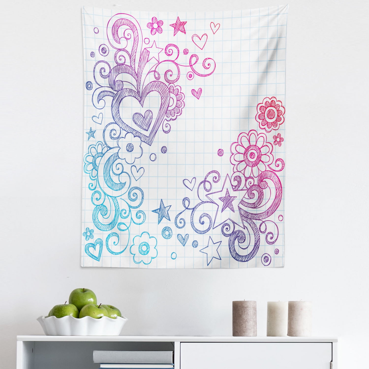 Love Tapestry, Cheerful Valentine`s Day Themed Swirled Sketch on ...
